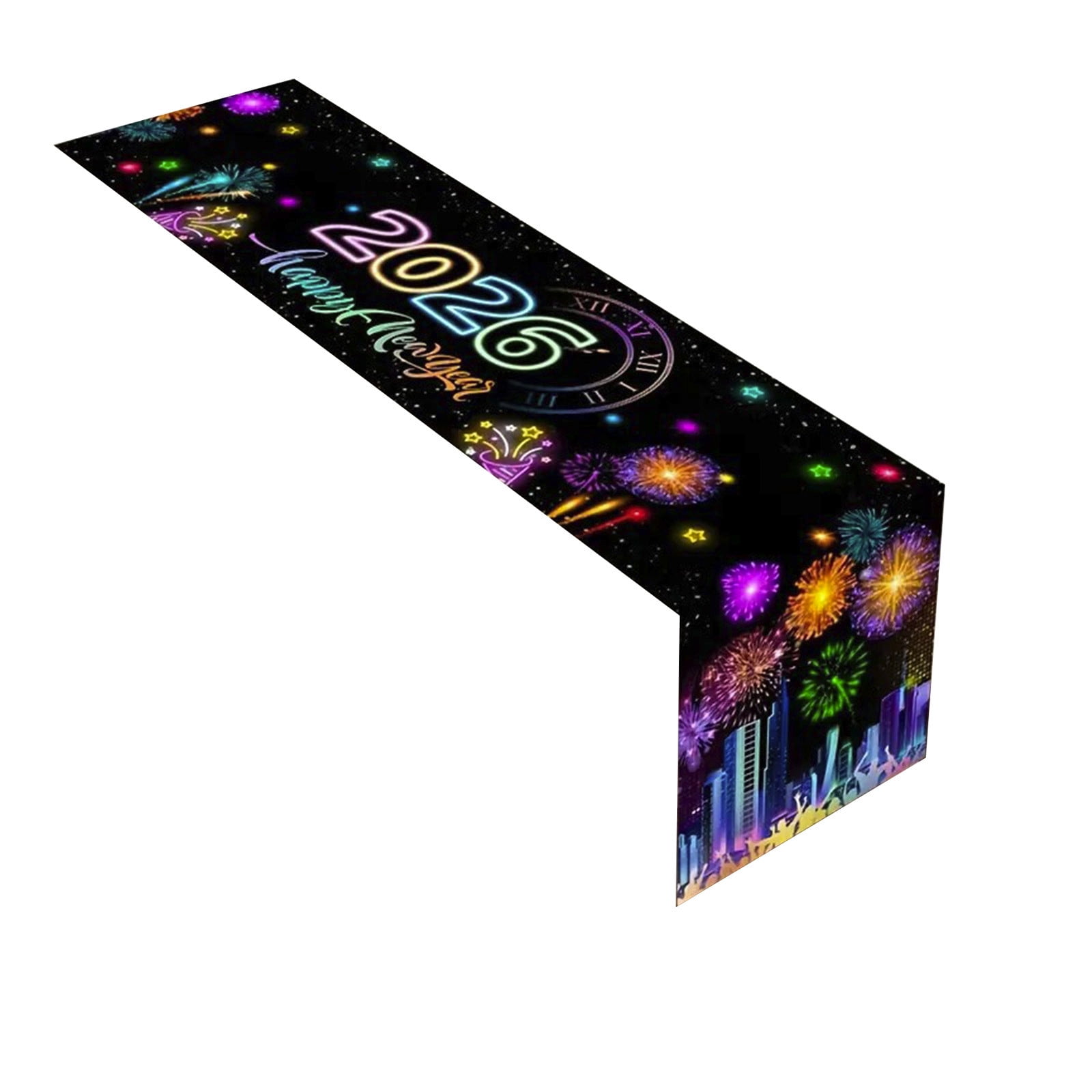 Beautynvta 2026 Happy New Year Table Runner, Colorful Fireworks Design ...
