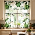 Beautynvta 3 Piece Tropical Leaf Print Kitchen Curtain Set, 1 Valance ...
