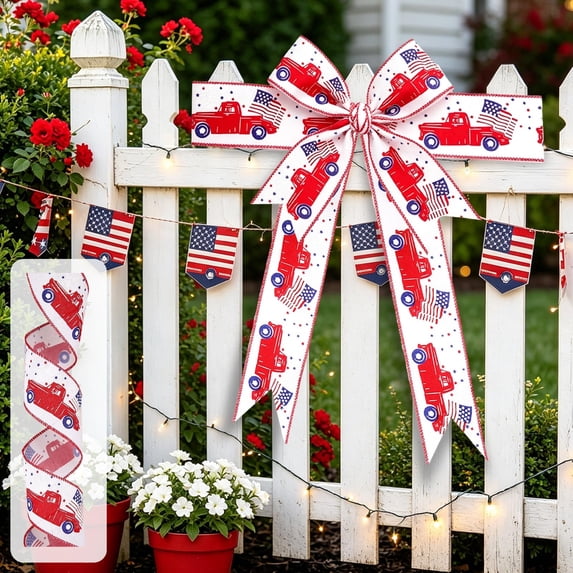 Beautynvta 4th of July Ribbon, Patriotic Wired Ribbons for Crafts ...