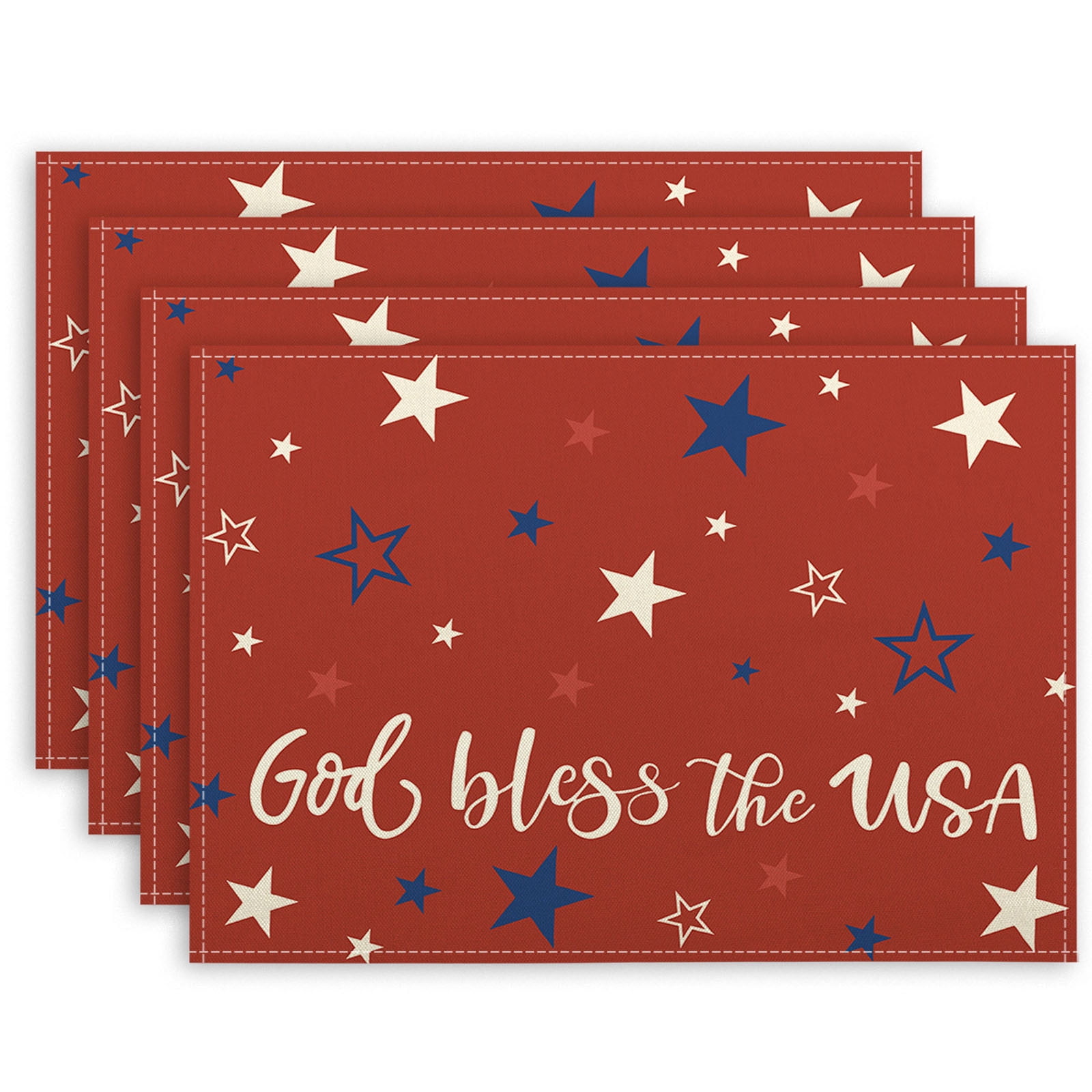 Beautynvta 4th of July Placemats Set of 4, 12.6x16.5 Inch Patriotic ...