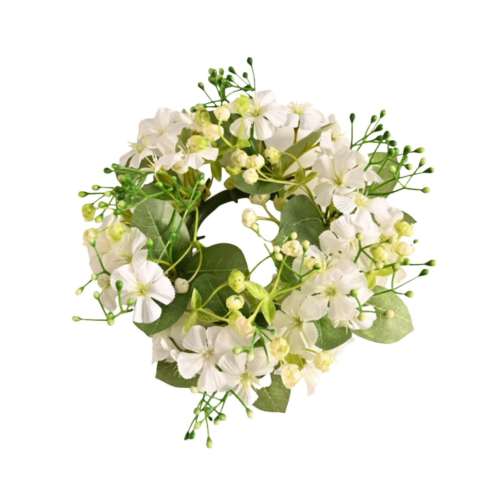 Beautynvta Artificial Flower Wreath, 3.15'' Mini Floral Wedding Candle ...