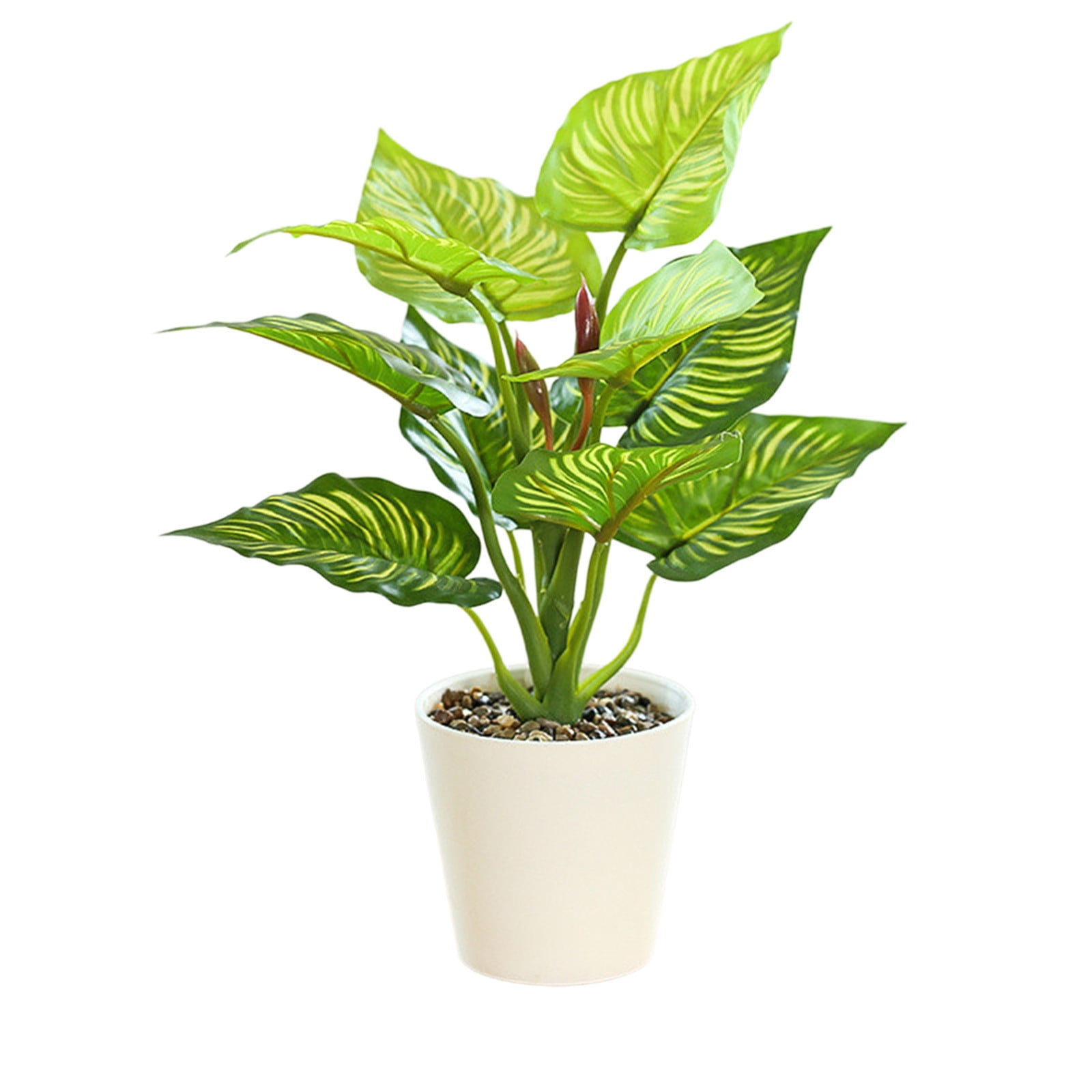 Beautynvta Artificial Potted Plants, Fake Green Plants with Plastic Pot ...