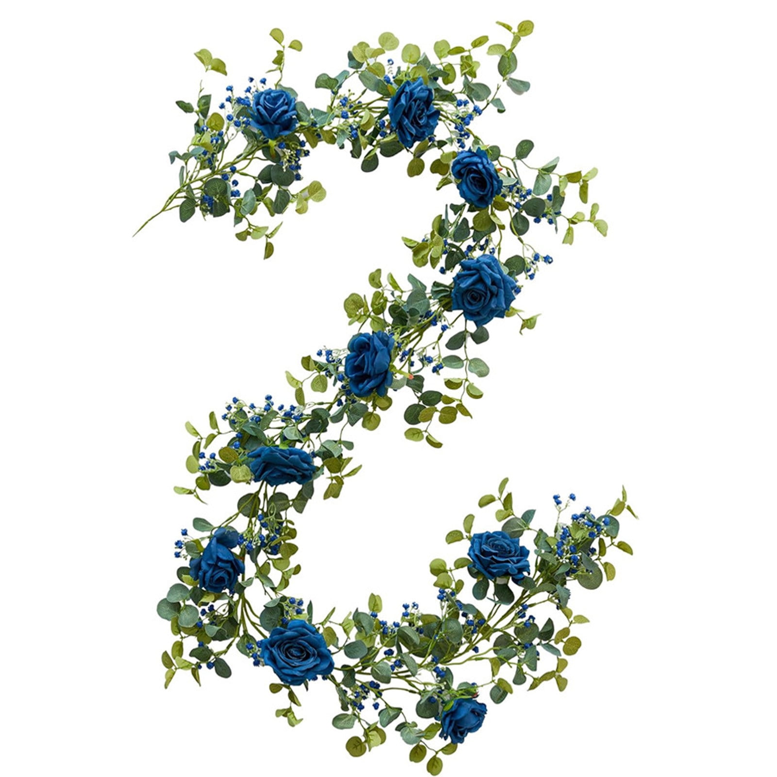 Beautynvta Artificial Rose Decoration Vines, 66.8In Blue Rose Flower ...