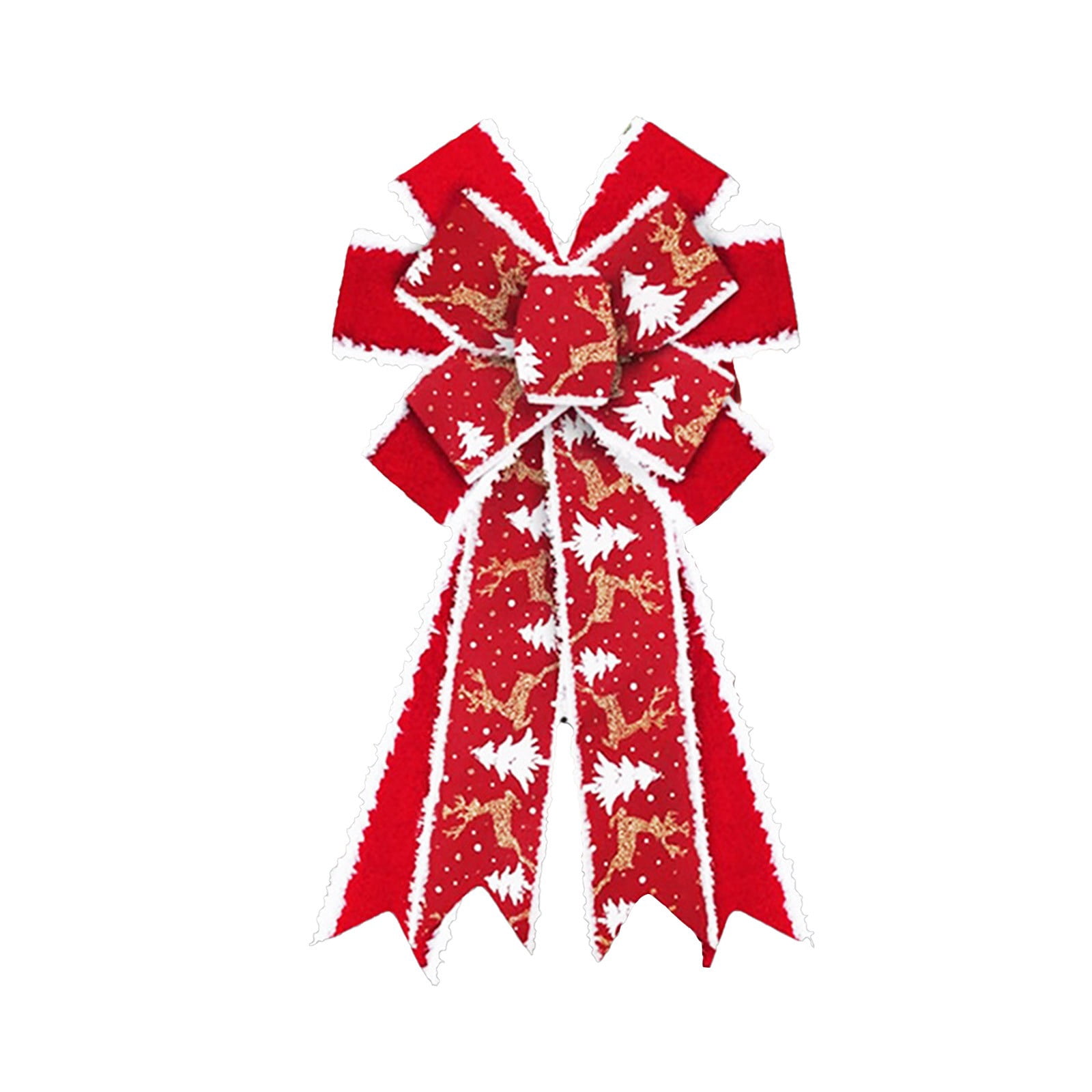 Beautynvta Christmas Bow Decorations, 9''x15'' White Christmas Tree ...