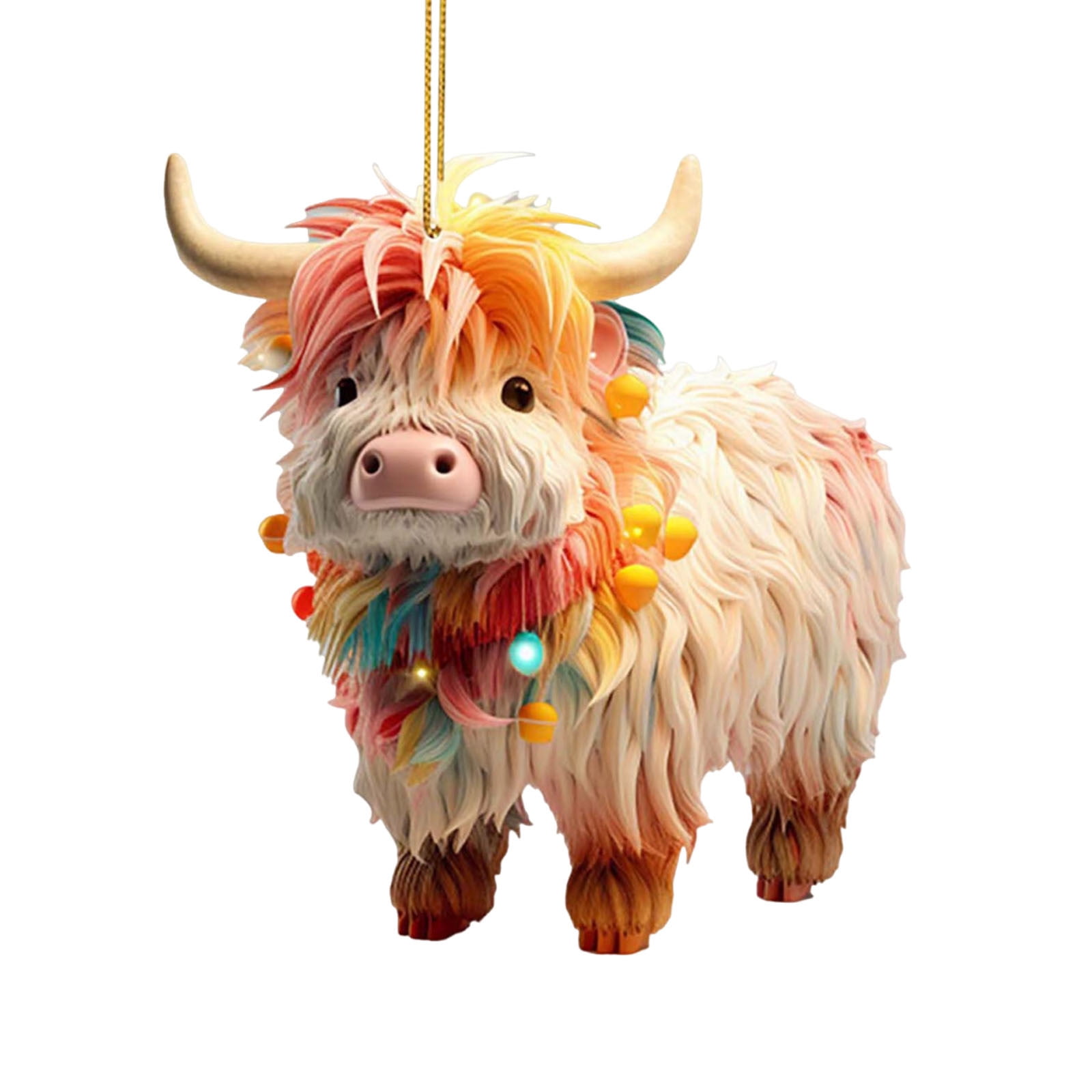 Beautynvta Christmas Cow Ornaments, 3'' Colorful Acrylic Christmas Tree ...