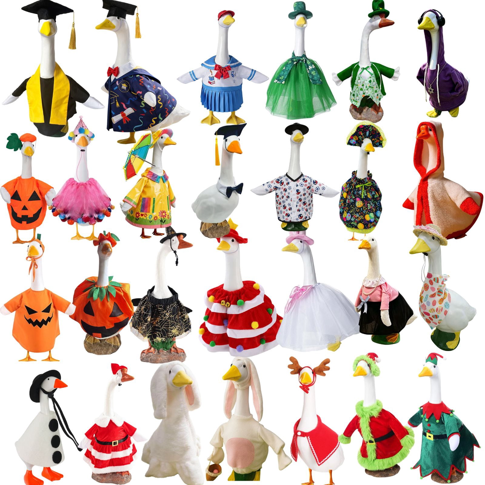 Beautynvta Christmas Porch Goose Outfit for 23 Inch Lawn Statue, Winter ...