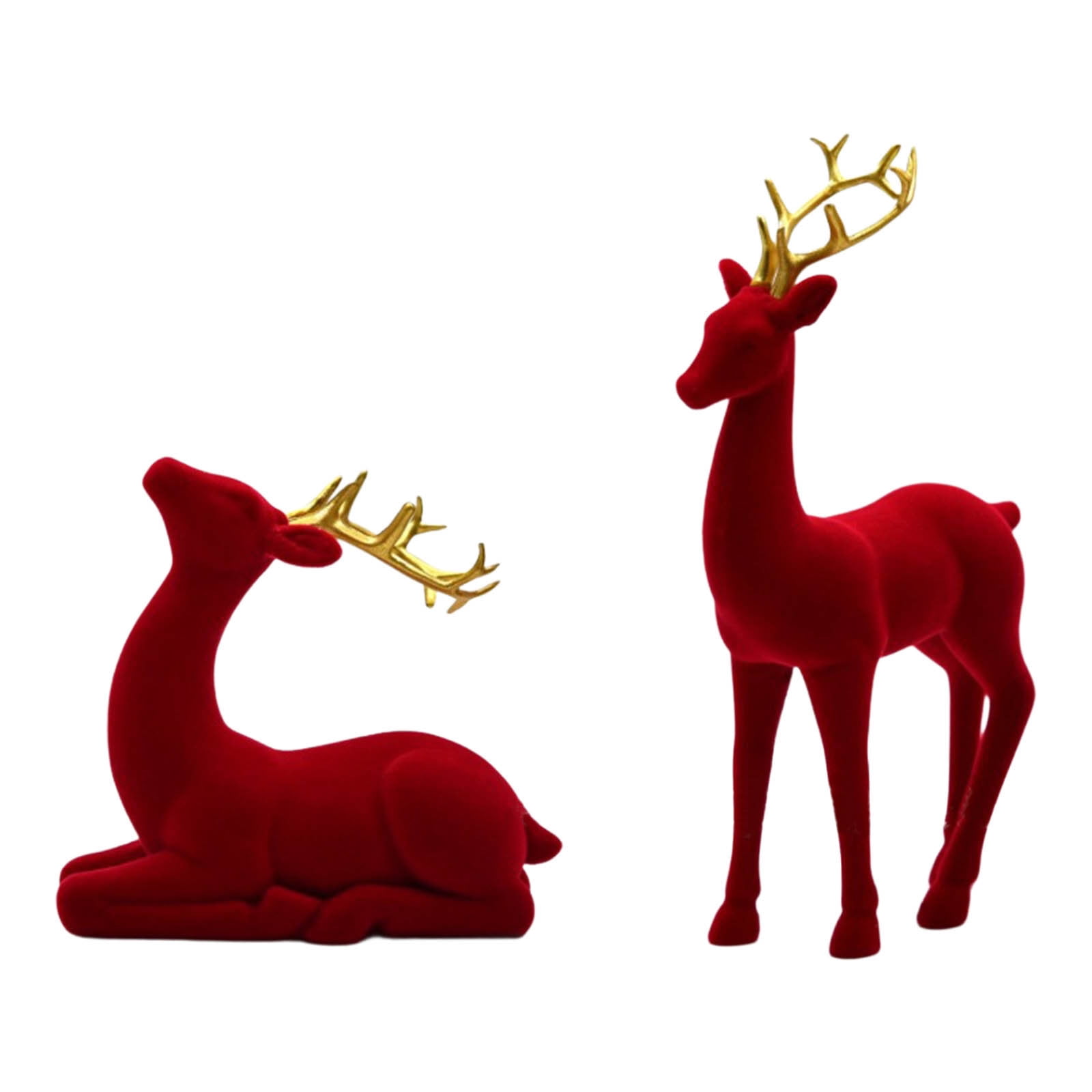 Beautynvta Christmas Table Decorations, 2 Pcs Red Velvet Flocked ...
