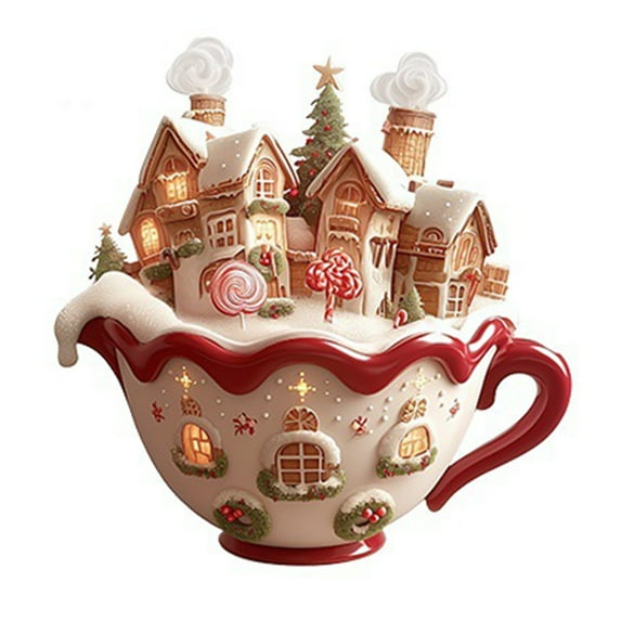 Beautynvta Christmas Tree Decorations, Exquisite Coffee Cup Snow House ...