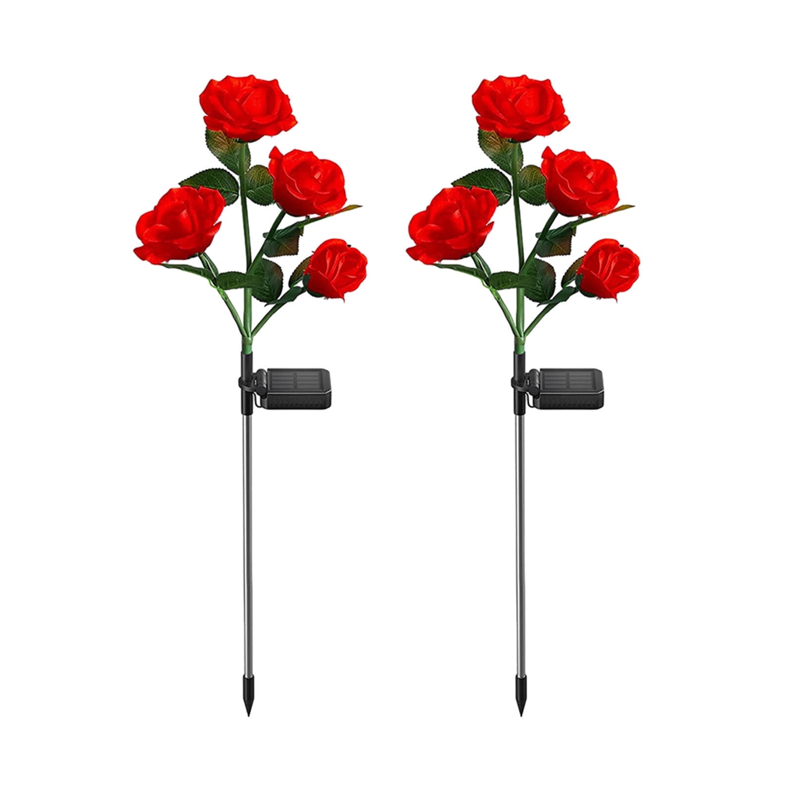 Beautynvta Solar Lights, 4 Head Floral Rose Solar Lights Outdoor ...