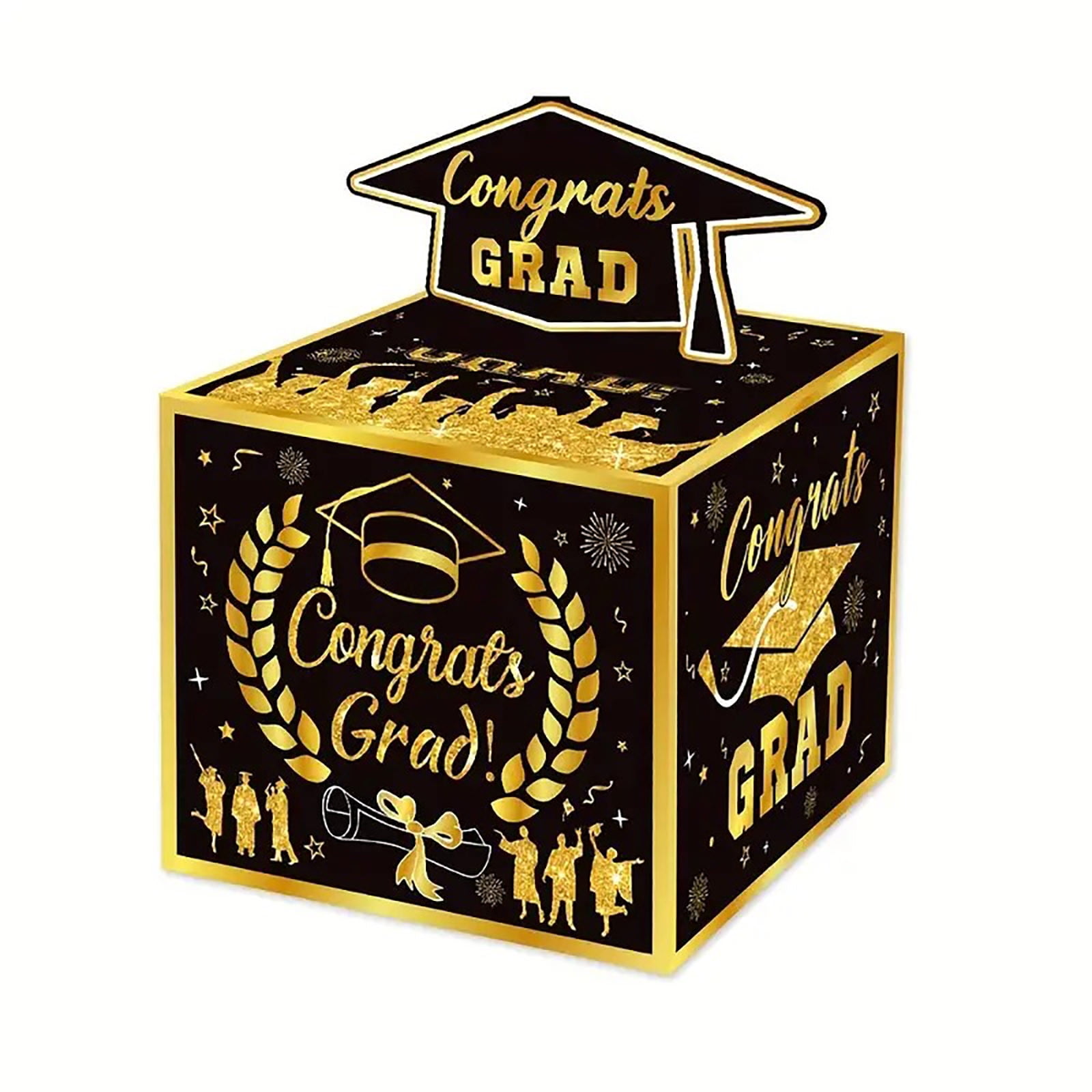 Beautynvta Graduation Money Box for Cash Gift Pull, Black Gold Money ...