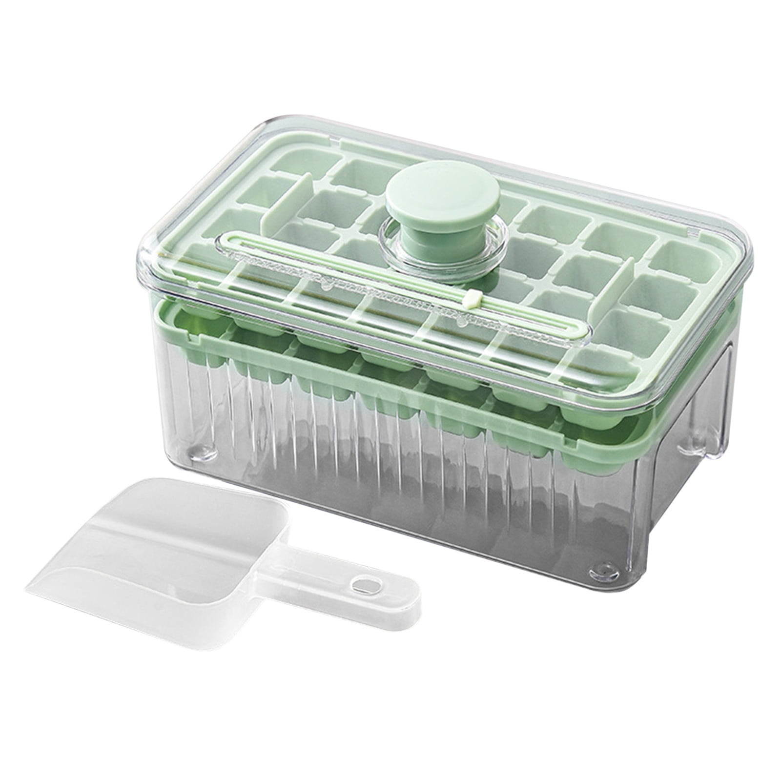 Beautynvta Ice Tray with Lid and Bin, One Button Release Ice Tray ...