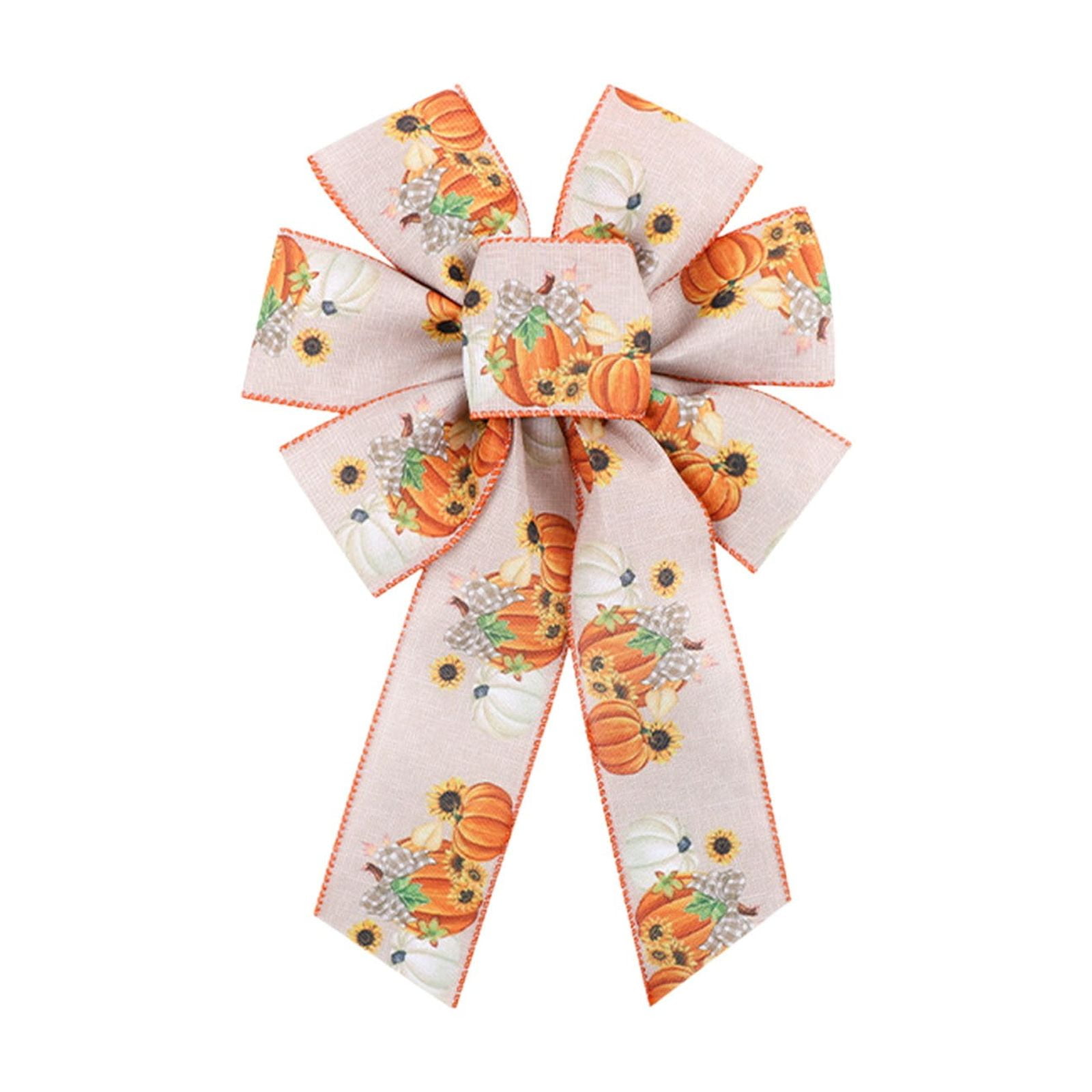 Beautynvta Large Fall Pumpkin Bows Wreath, Thanksgiving Autumn Harvest ...