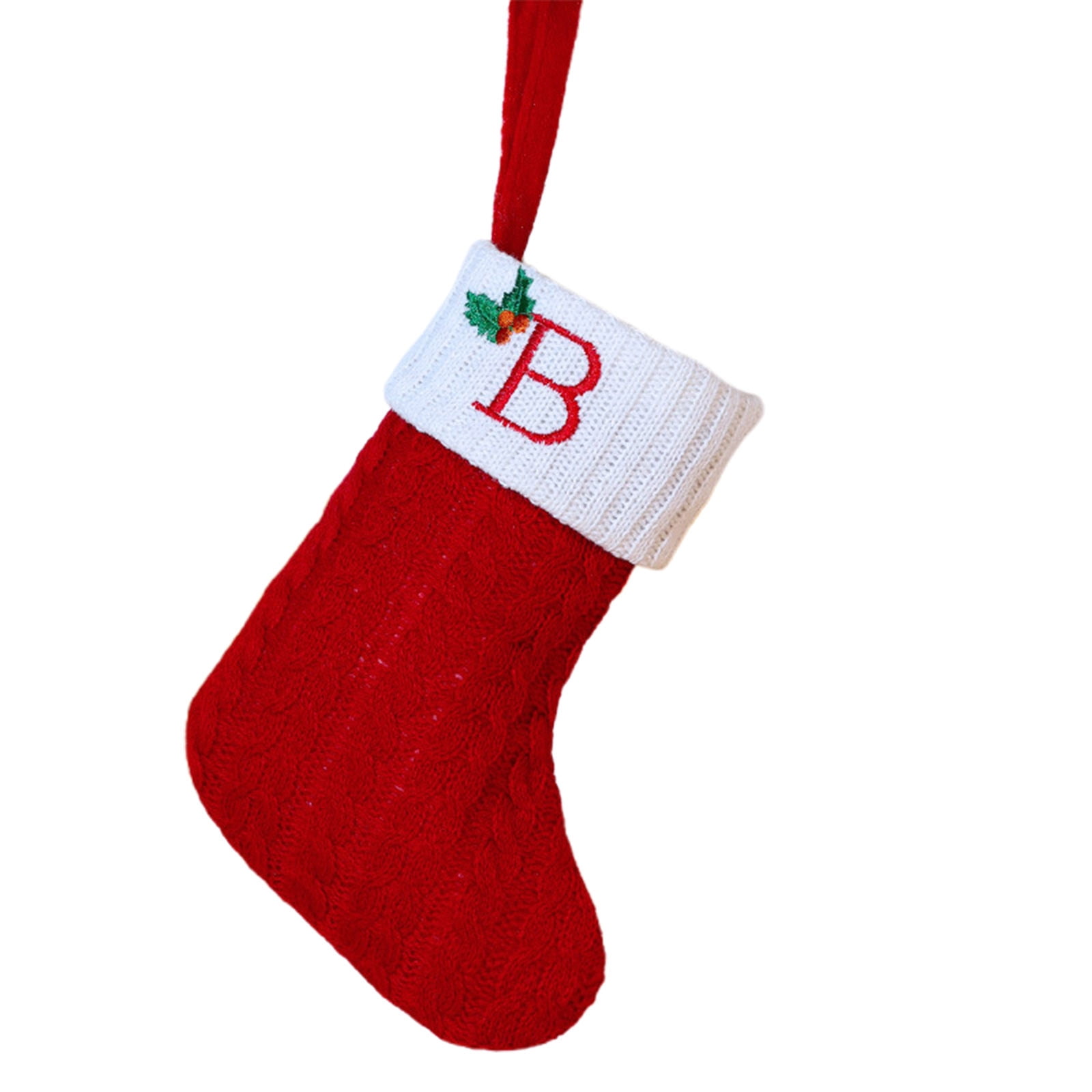 Beautynvta Red Knit Christmas Stockings, Embroidered Letter Christmas ...