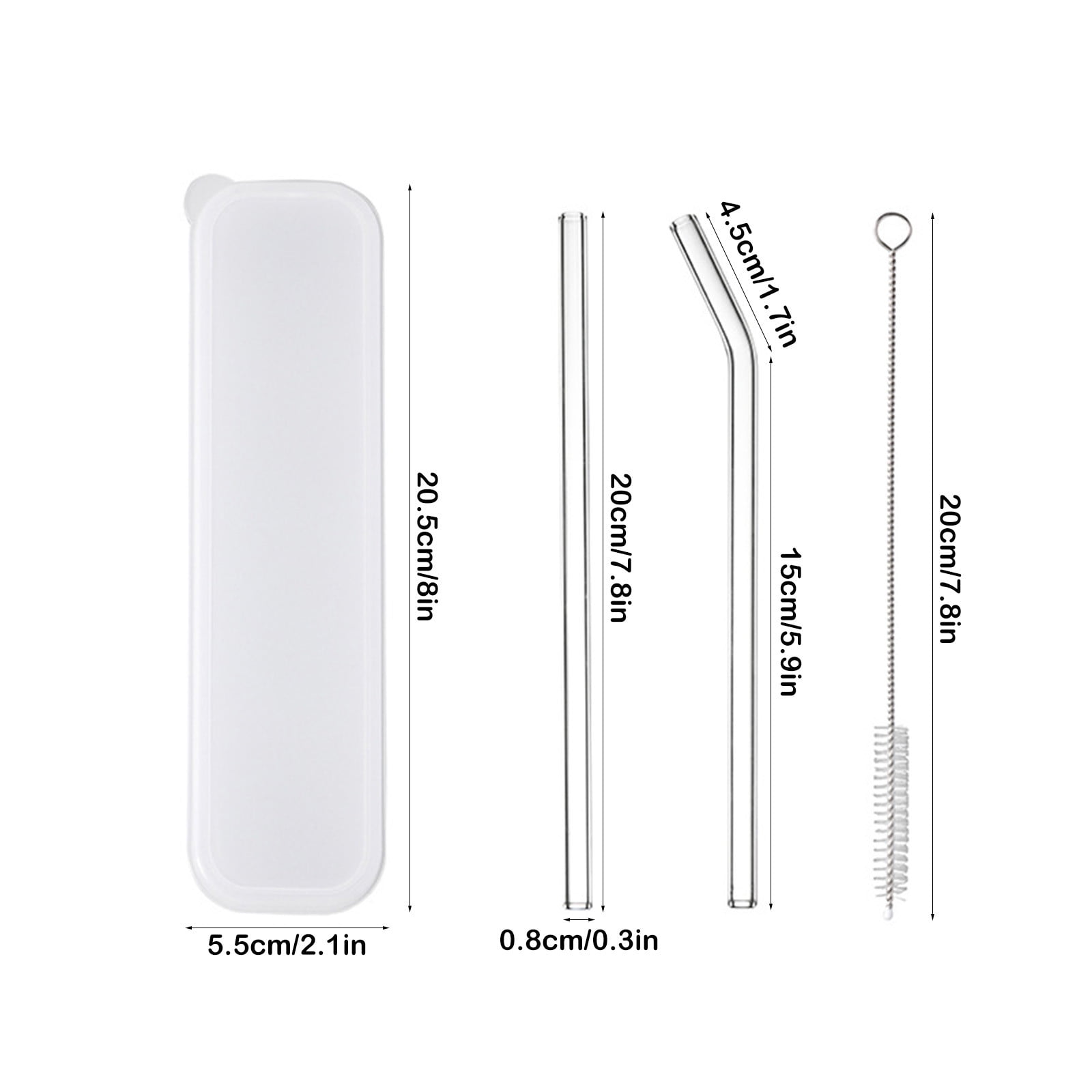 Beautynvta Reusable Glass Straws, Set of 1 Straight and 1 Bent with 1 ...