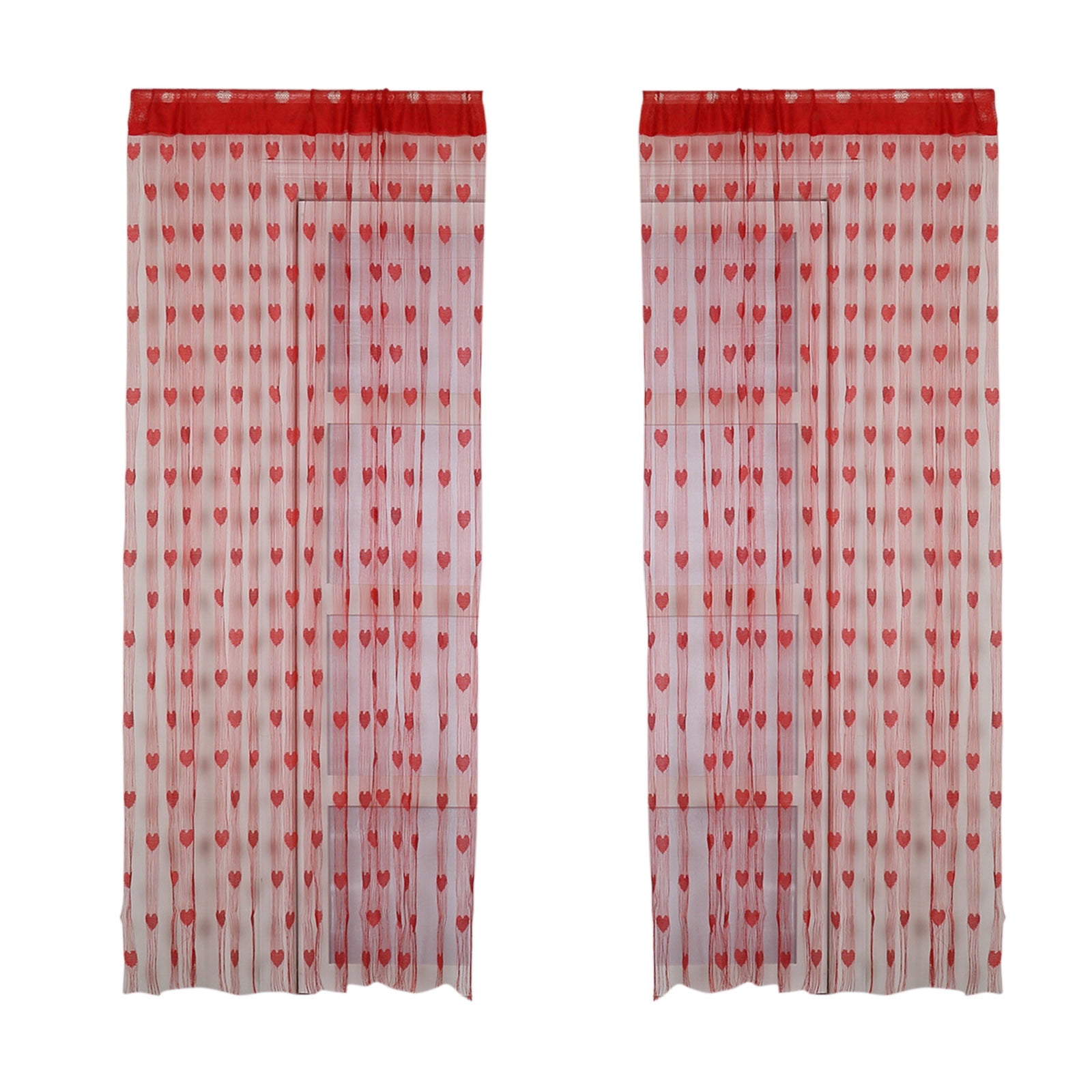 Beautynvta Sheer Curtains with Hearts Pattern, Voile Curtains Rod ...