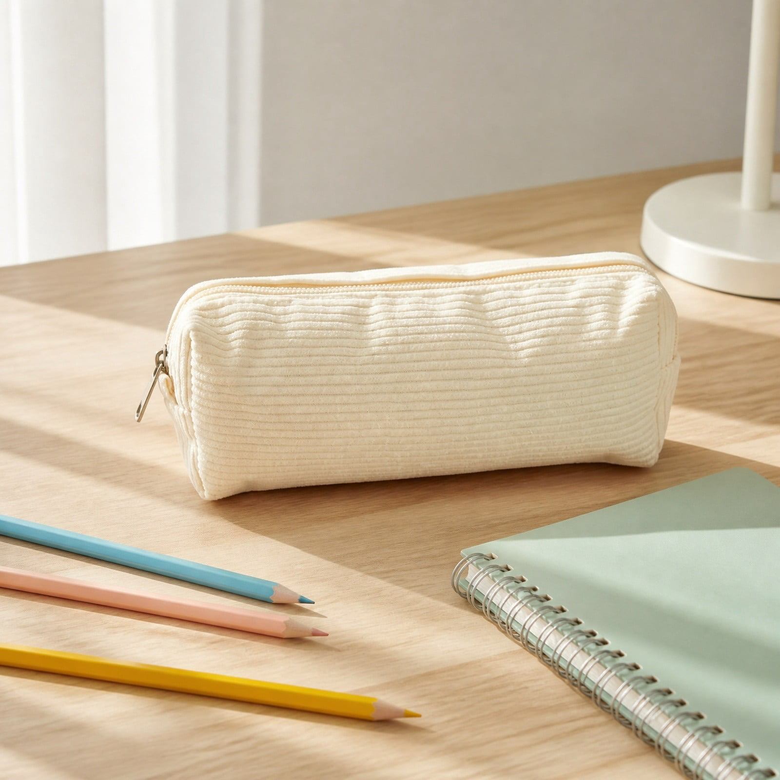 Beautynvta Solid Color Striped Pencil Pouch, Zippered Pencil Case ...