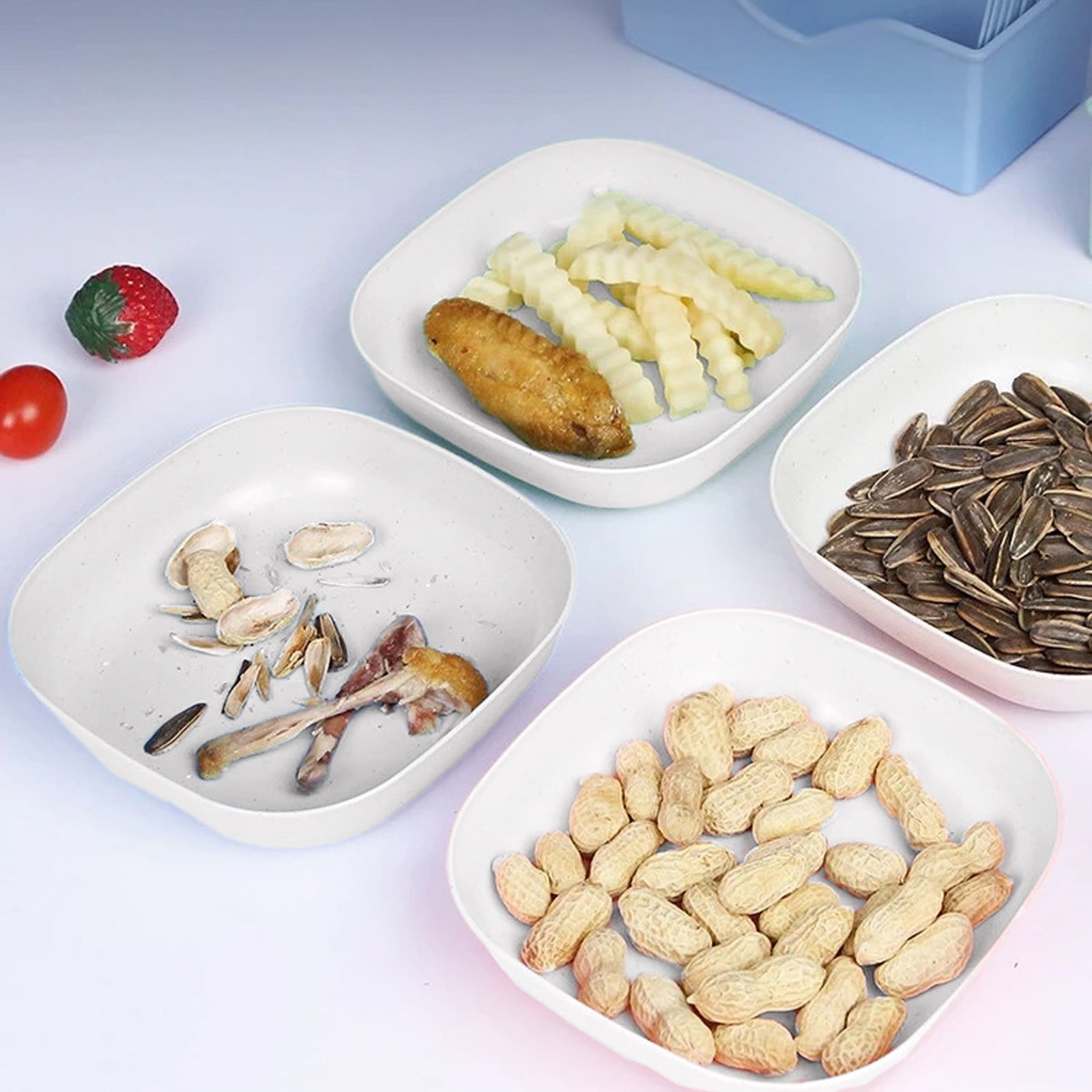 Beautynvta Square Plastic Plate Set of 12, Bone Spit Plates, Multi-Use ...