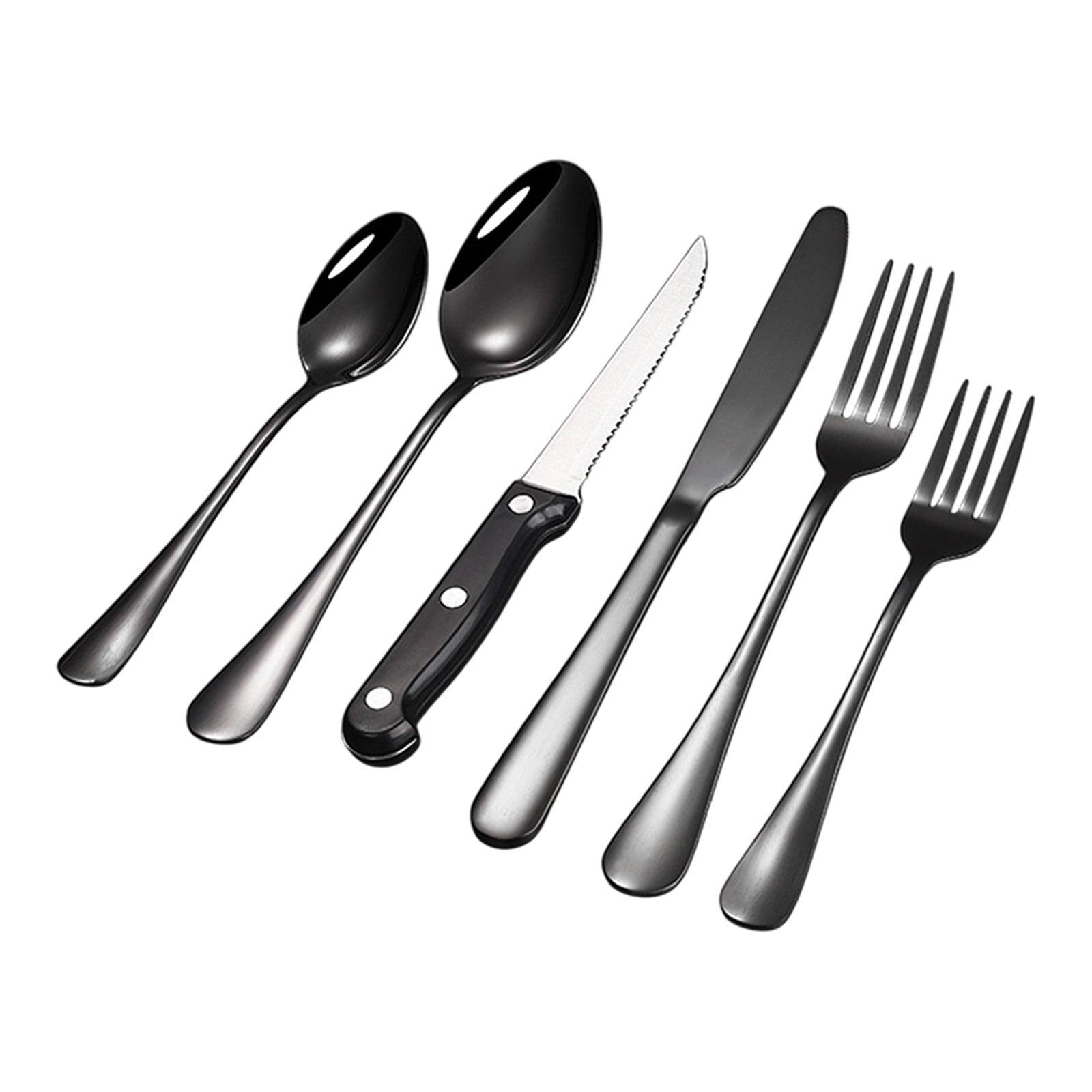 Beautynvta Stainless Steel Dinnerware Set of 6, Cutlery Set with Steak ...