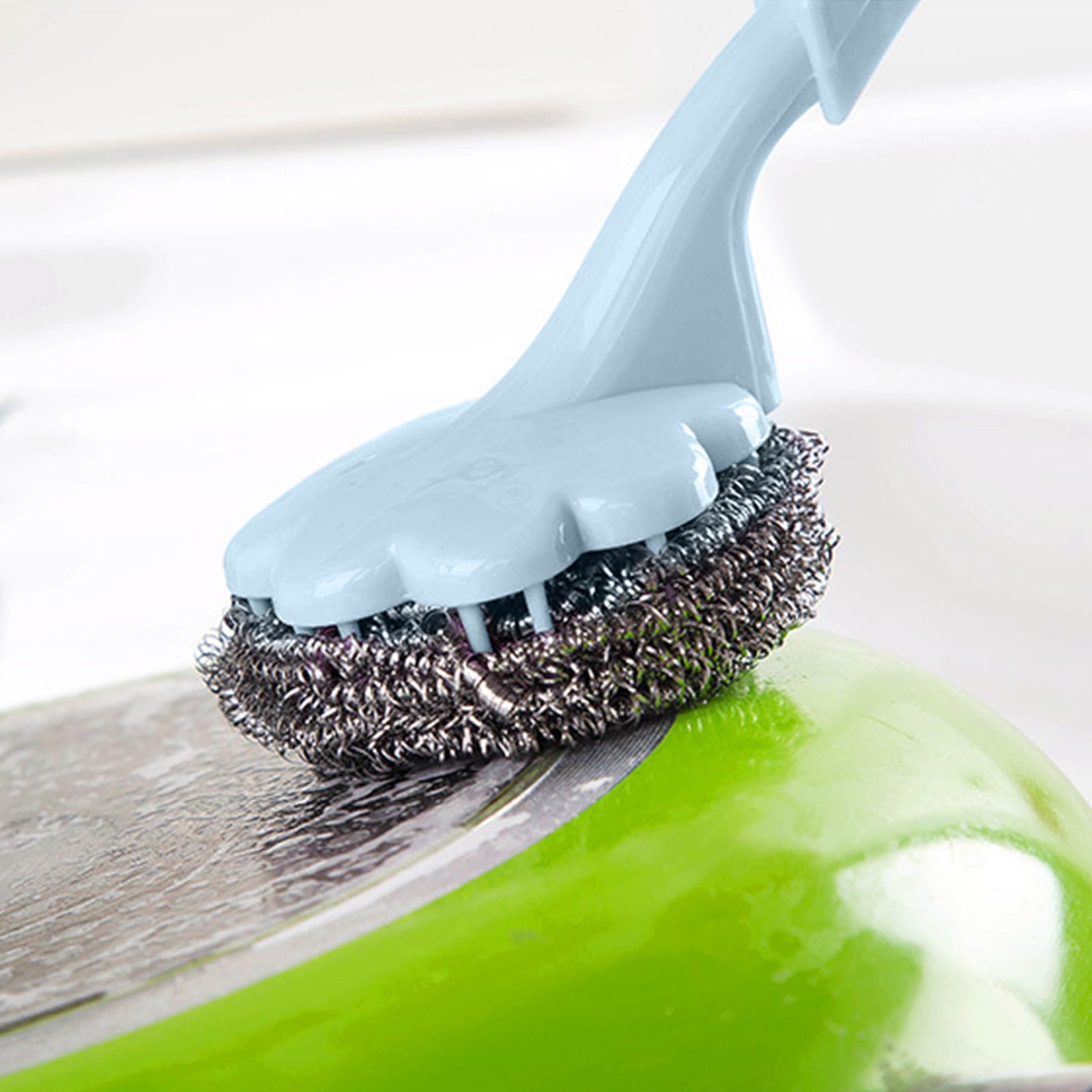 Beautynvta Stainless Steel Wool Scrubber with Long Handle, Heavy Duty ...