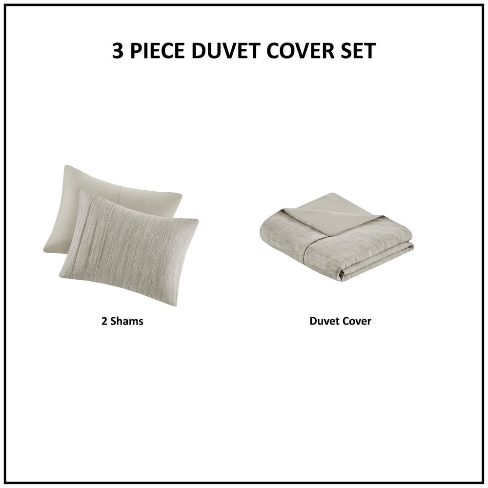 Beautyrest 3 Piece Striated Cationic Dyed Oversized Duvet Cover Set ...