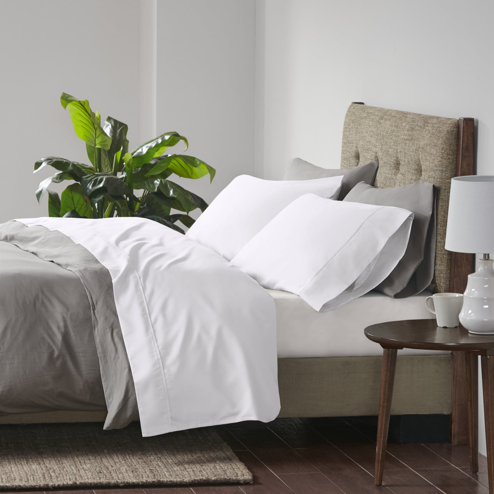 Beautyrest 600 Thread Count White Cooling Cotton Blend 4 PC Sheet Set ...