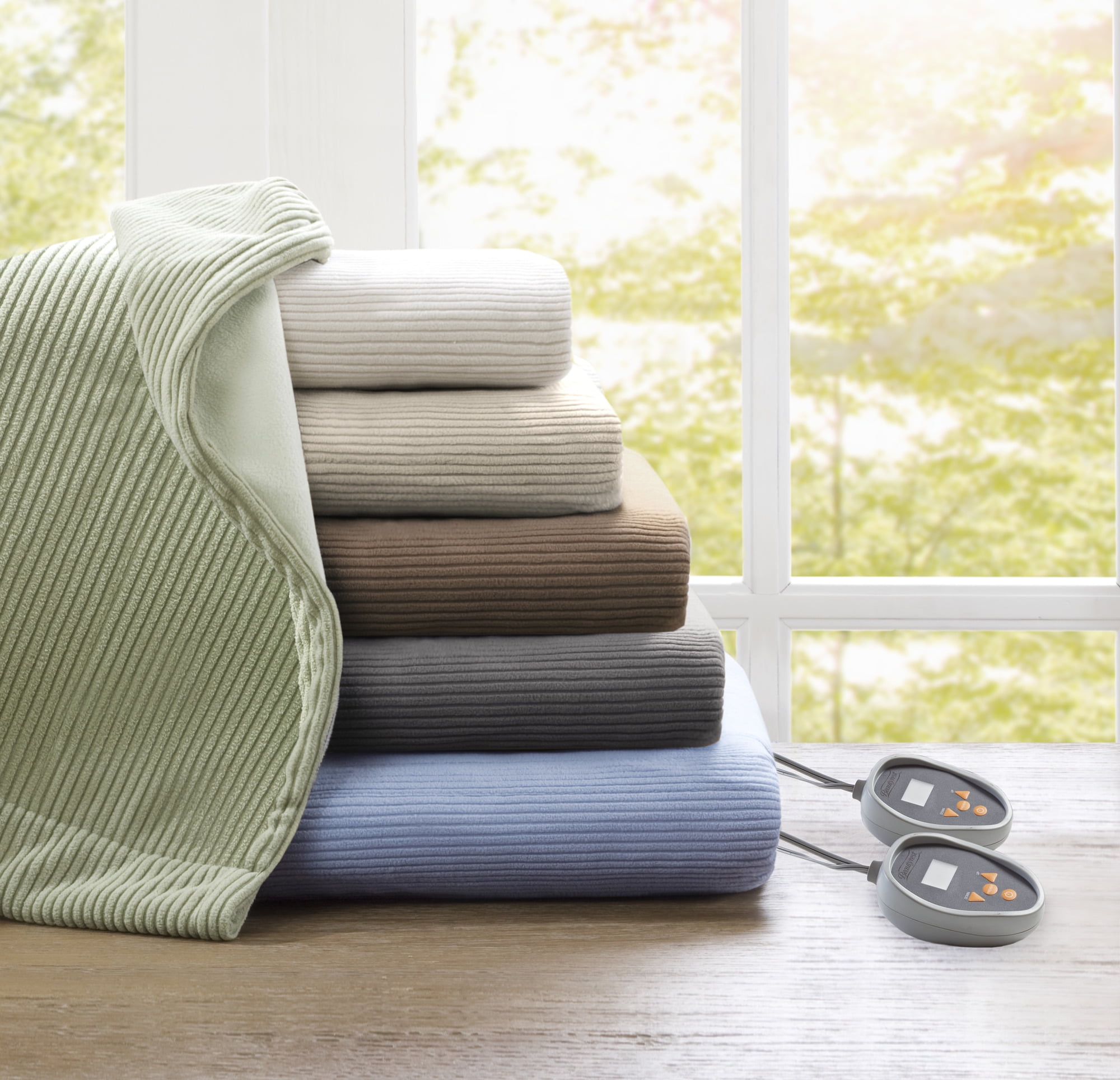 Beautyrest Electric Micro Fleece Heated Solid Blanket, Twin, Green ...