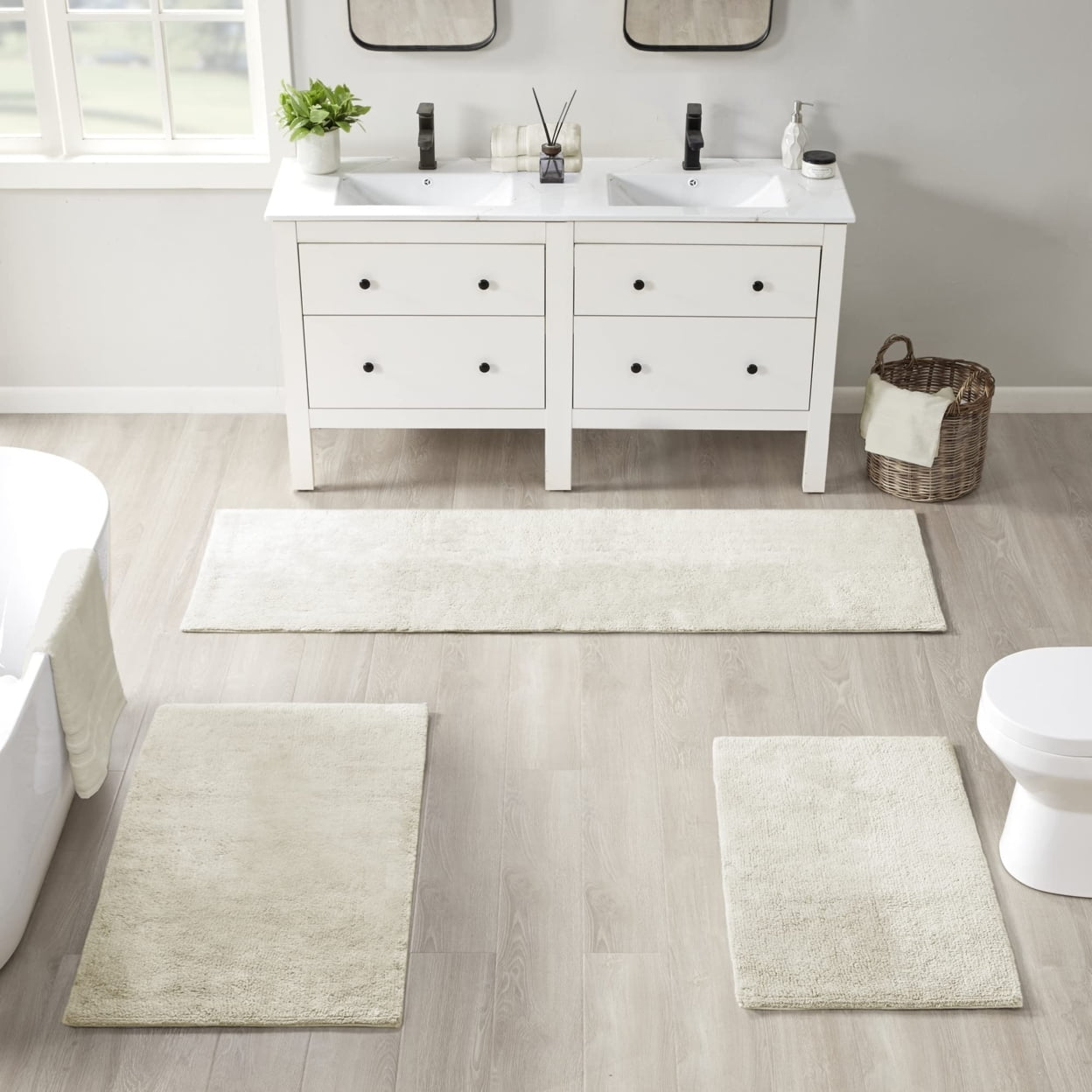 Beautyrest Plume Reversible Cotton Bathroom Rug, Ivory - 24x72 ...