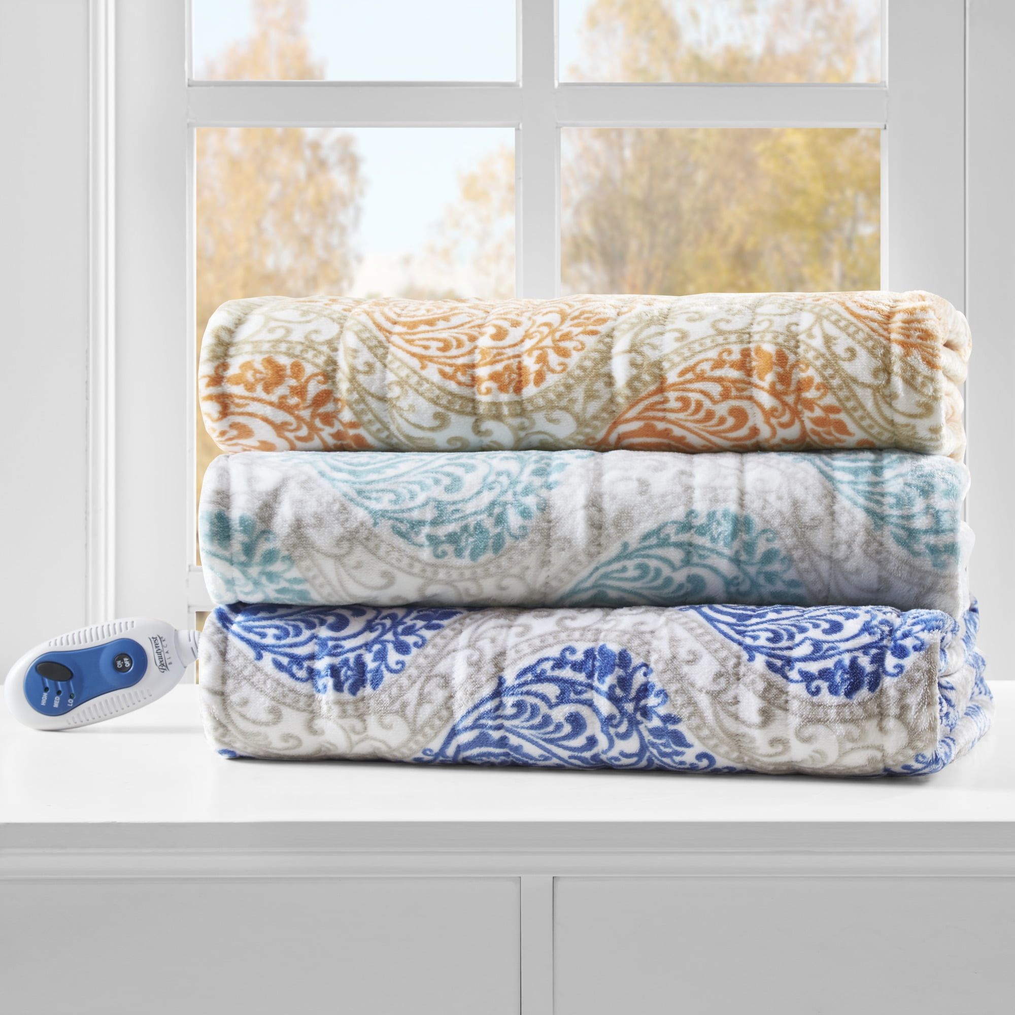 Beautyrest Senna Heated Print Plush Throw - Walmart.com