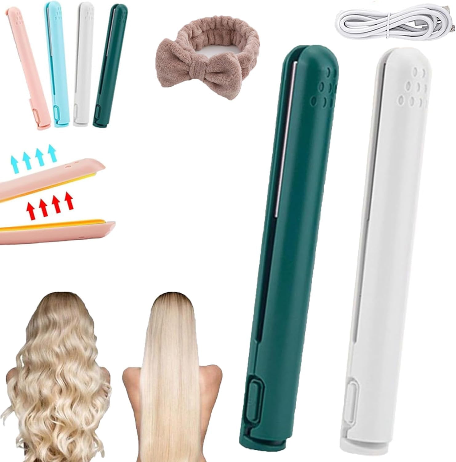 Beautyskin USA Mini Curling Iron, Dual Glam Mini Dual Purpose Curling Iron for Short Hair ...