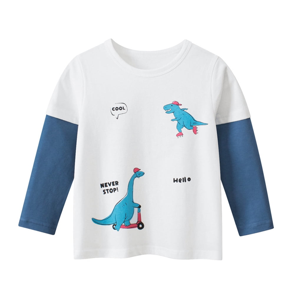 Beautyzll 1-9Y Baby Kids Boys Long Sleeve Crewneck Shirt Toddler Basic ...