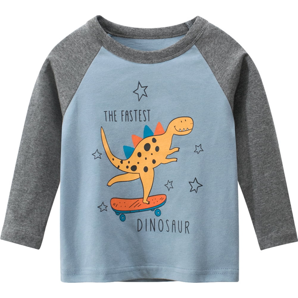 Beautyzll Baby Kids Boys T-Shirts Toddler Long Sleeve Crewneck Shirt ...