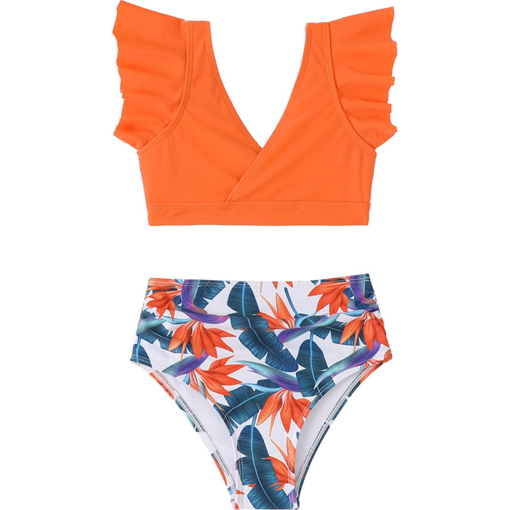 Beautyzll Baby Toddler Girls Sleeveless Swimsuit Kids Ruffle Tankini ...