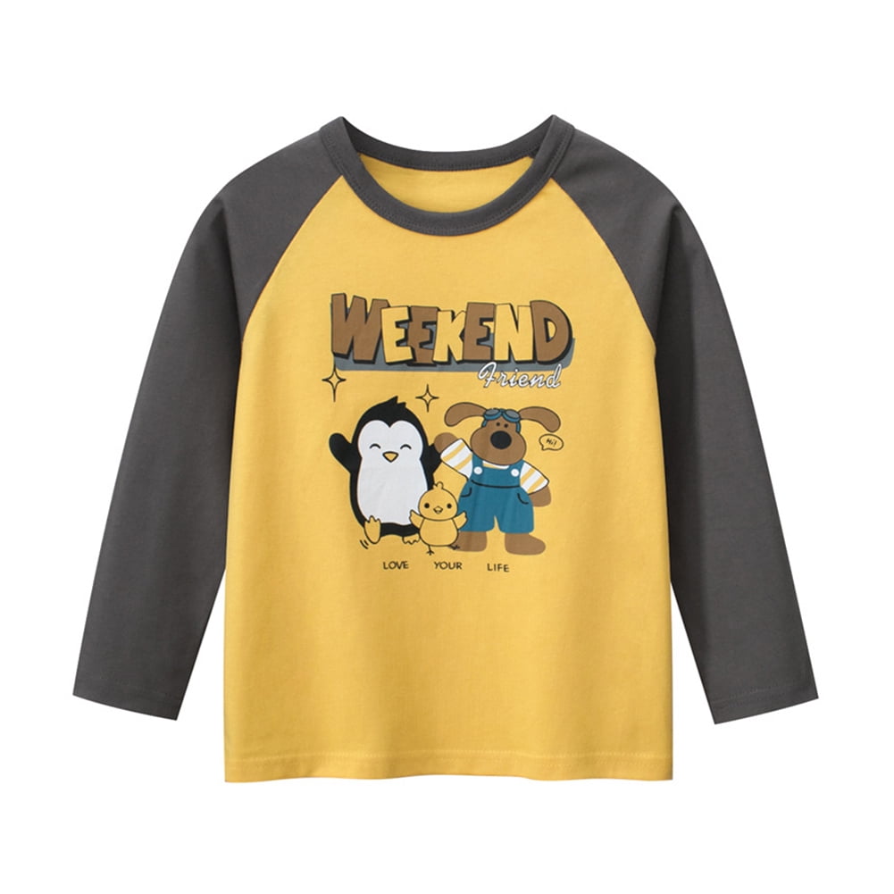 Beautyzll Kids Boys Long Sleeve Crewneck T-Shirts Shirt Baby Toddler ...