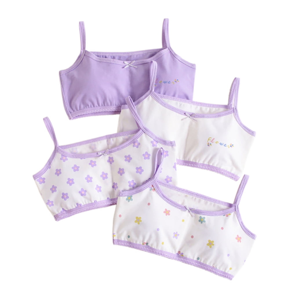 Beautyzll Kids Girls Trim Bralette Bra 7-12T Rib Spaghetti Strpa ...