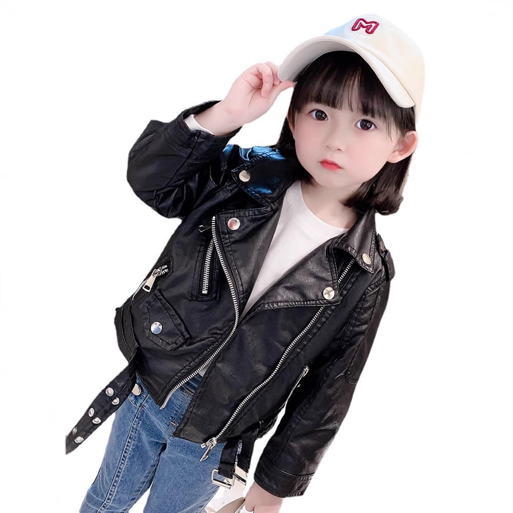 Beautyzll Kids Toddler Girls Fall Spring Leather Coat Jacket 1-9T Baby ...