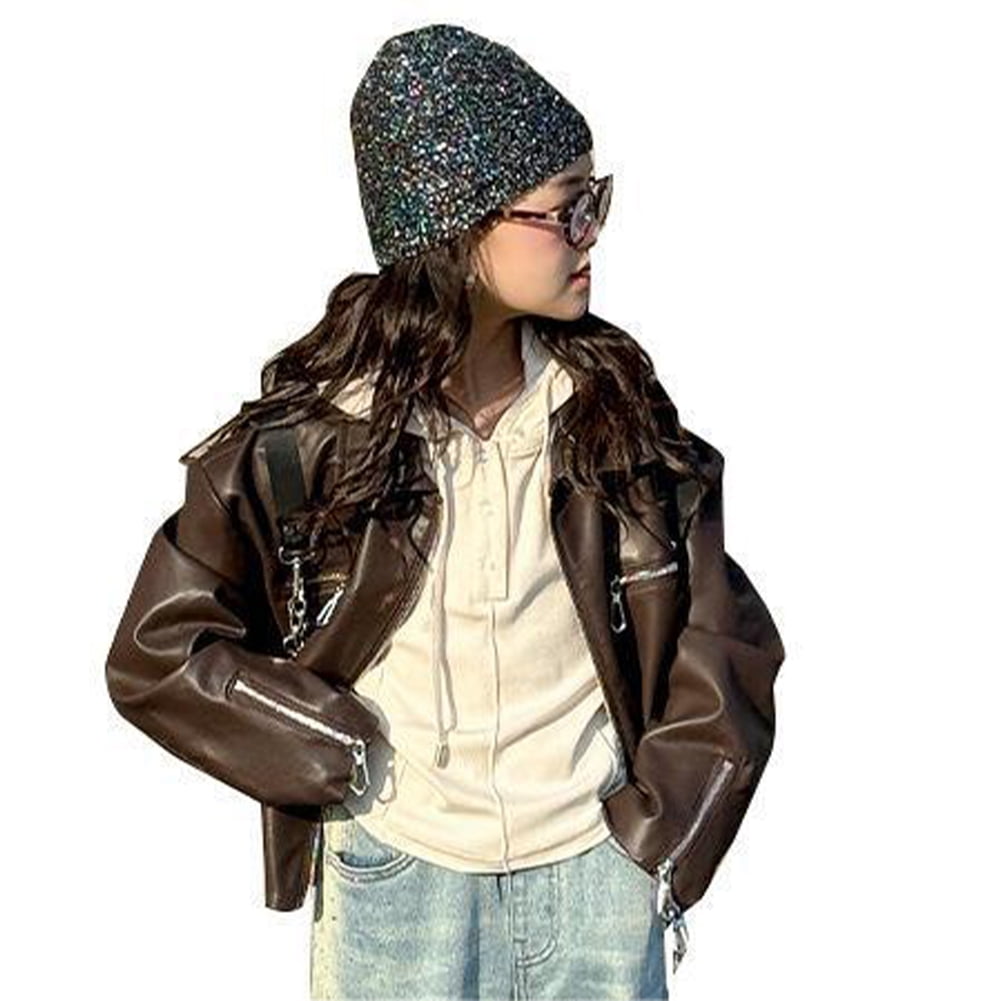 Beautyzll Kids Toddler Girls Fall Spring Leather Coat Jacket 5-14T Baby ...