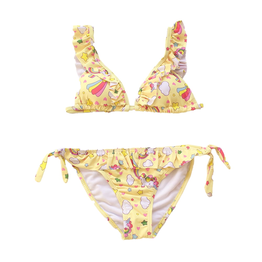 Beautyzll Kids Toddler Girls Sleeveless Swimsuit 2-Piece Flower Bathing ...