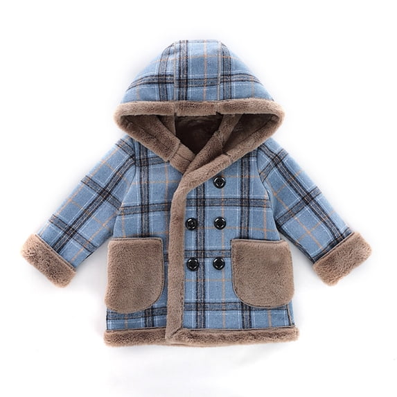Beautyzll Toddler Baby Boys Winter Plaid Coat Kids Double Breasted ...