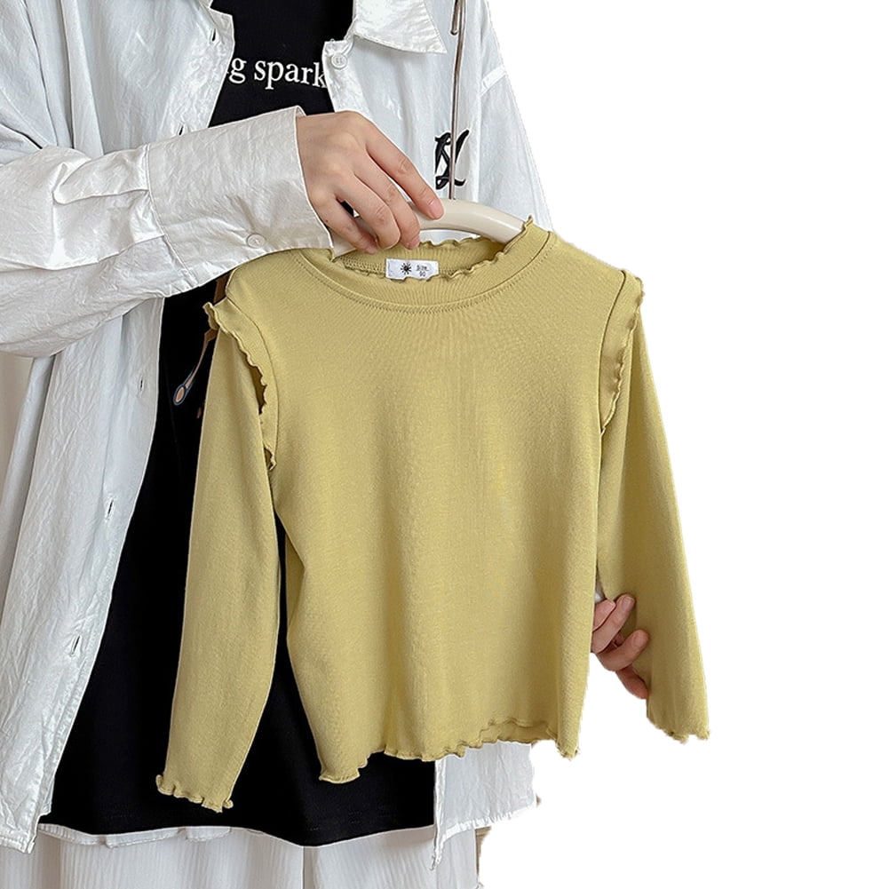 Beautyzll Toddler Baby Girls Long Sleeve Shirt Solid Color 100% Cotton ...