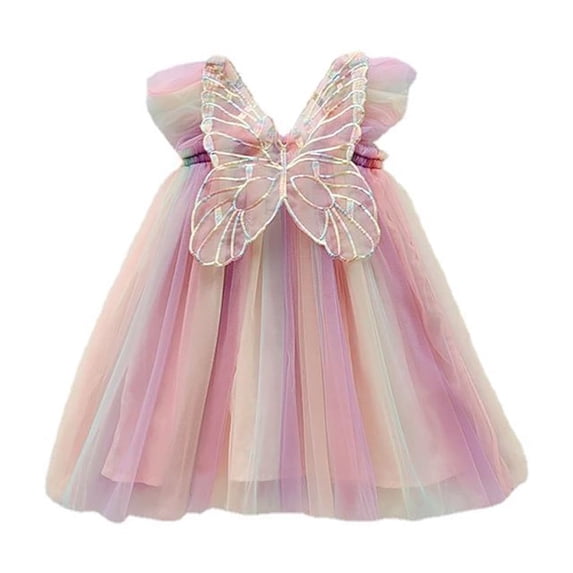 Beautyzll Toddler Baby Girls Sleeveless Tutu Dress Kids Summer Rainbow ...