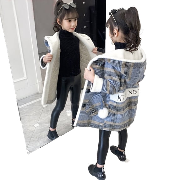 Beautyzll Toddler Baby Girls Winter Plaid Coat Kids Double Breasted ...