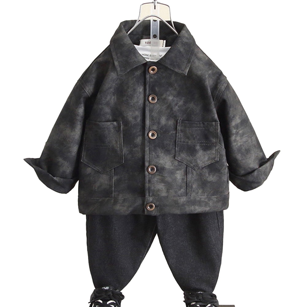 Beautyzll Toddler Boys Lapel Leather Jacket Kids Baby Fall Spring Zip ...
