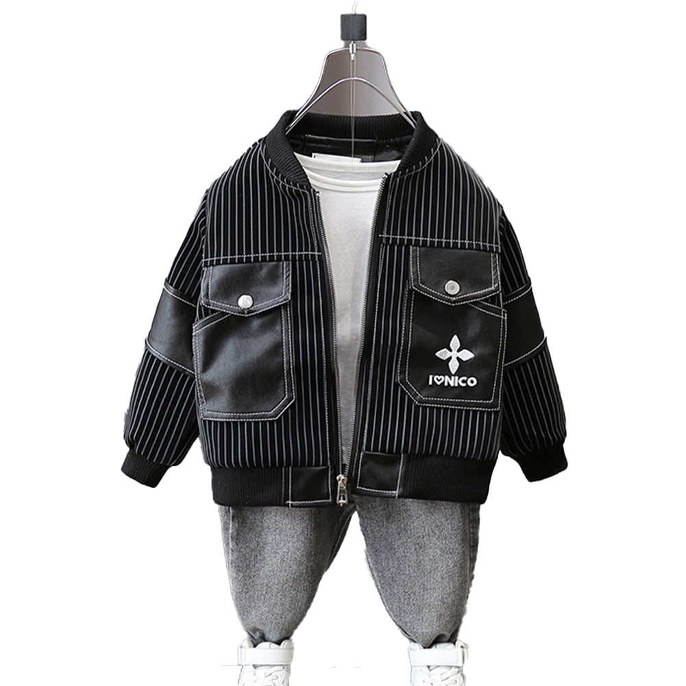 Beautyzll Toddler Boys Leather Jacket Outerwear Kids Baby Fall Spring ...
