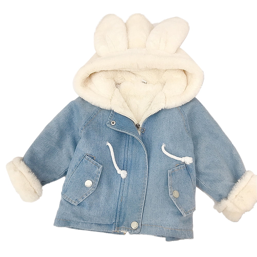 Beautyzll Toddler Girls Faux Fur Denim Jacket Kids Thicken Fleece Lined ...