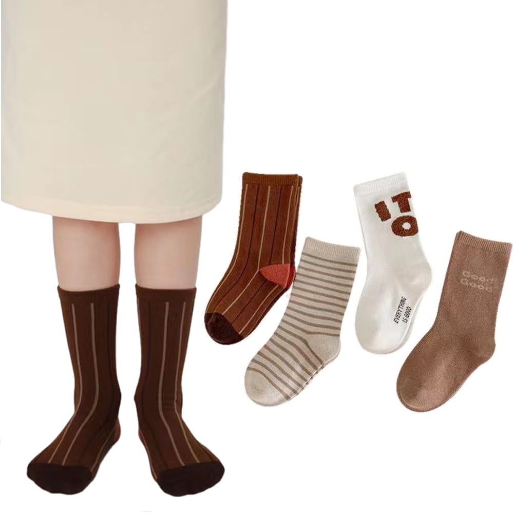Beautyzll Toddler Kids 4-Pack Mid Calf Socks for Boys Autumn Cotton ...