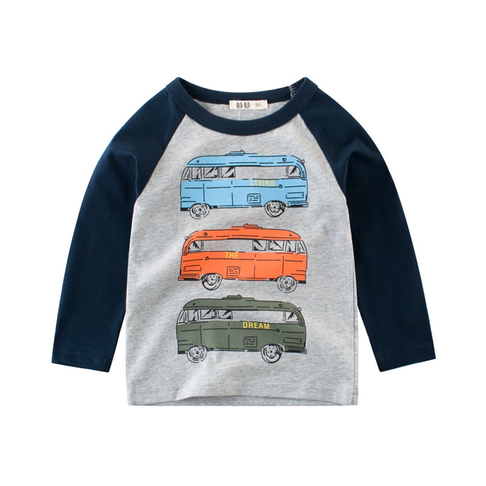 Beautyzll Toddler Kids Boys Long Sleeve Casual T-Shirt Cartoon T Shirt ...