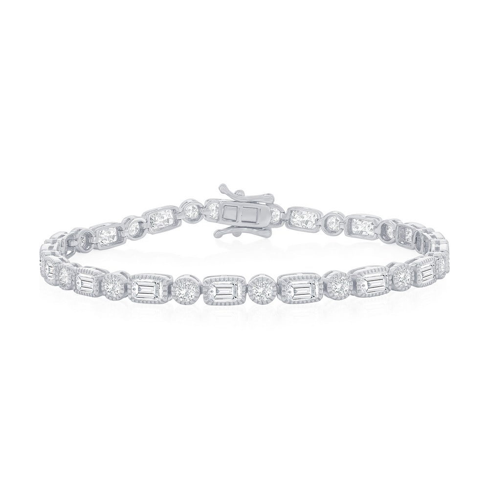 Beaux Bijoux Alternating Round & Rectangle Simulated Diamond CZ ...