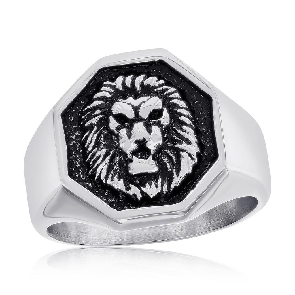 Beaux Bijoux Men's Oxidized Lion Ring in Stainless Steel | Men's Trendy ...