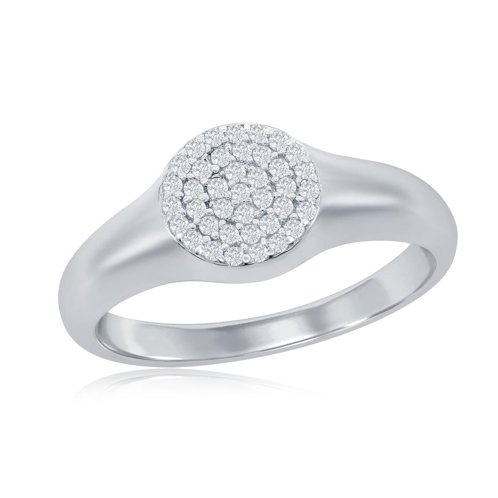 Beaux Bijoux Micro Pave Simulated Diamond CZ Round Ring Sterling Silver ...