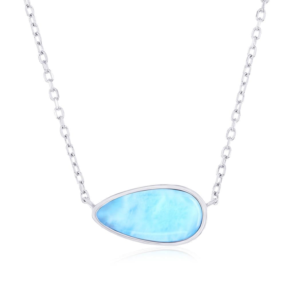 Beaux Bijoux Sterling Silver Larimar Blue Necklace for Women - Natural ...